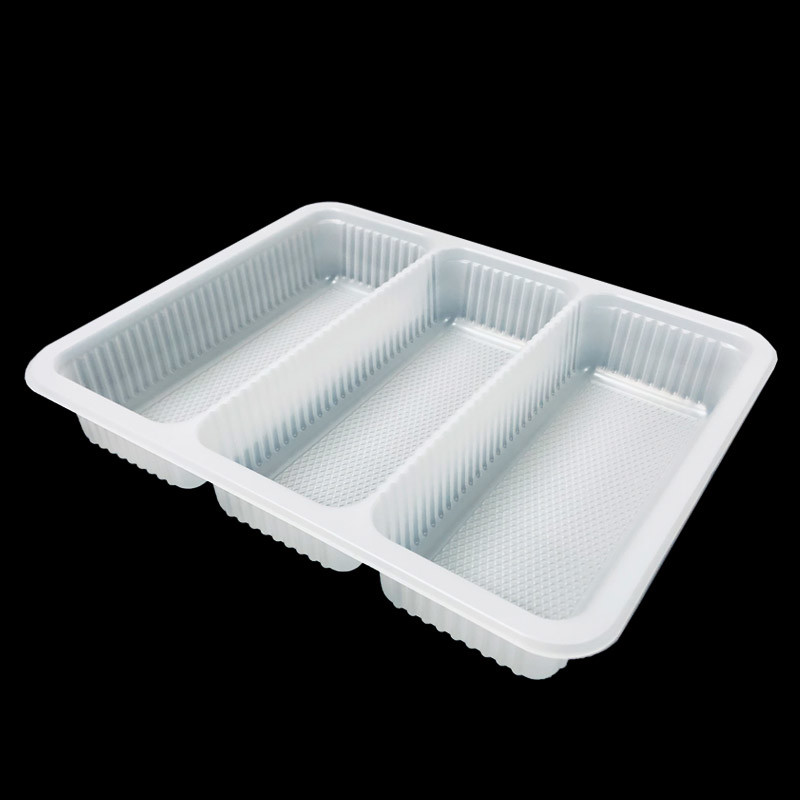 3-Cell PP Plastic Food Tray for Chicken Wraps Microwaveable Freezer Safe